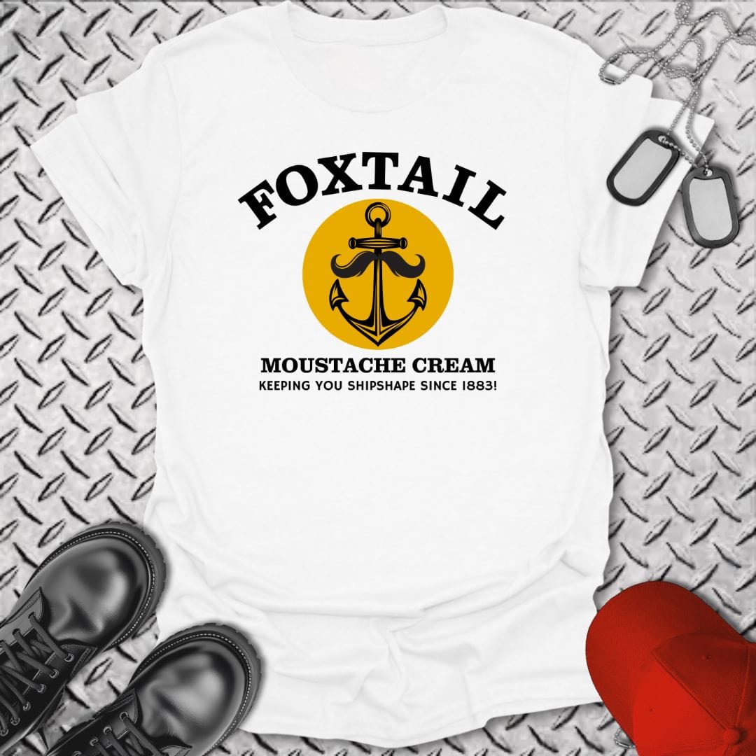 Foxtail Moustache Cream T-shirt – Navy Humor